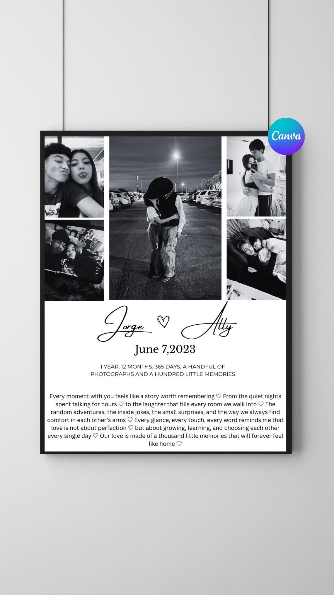 Custom Love Letter Canva Template | Editable Couples Photo Collage ...