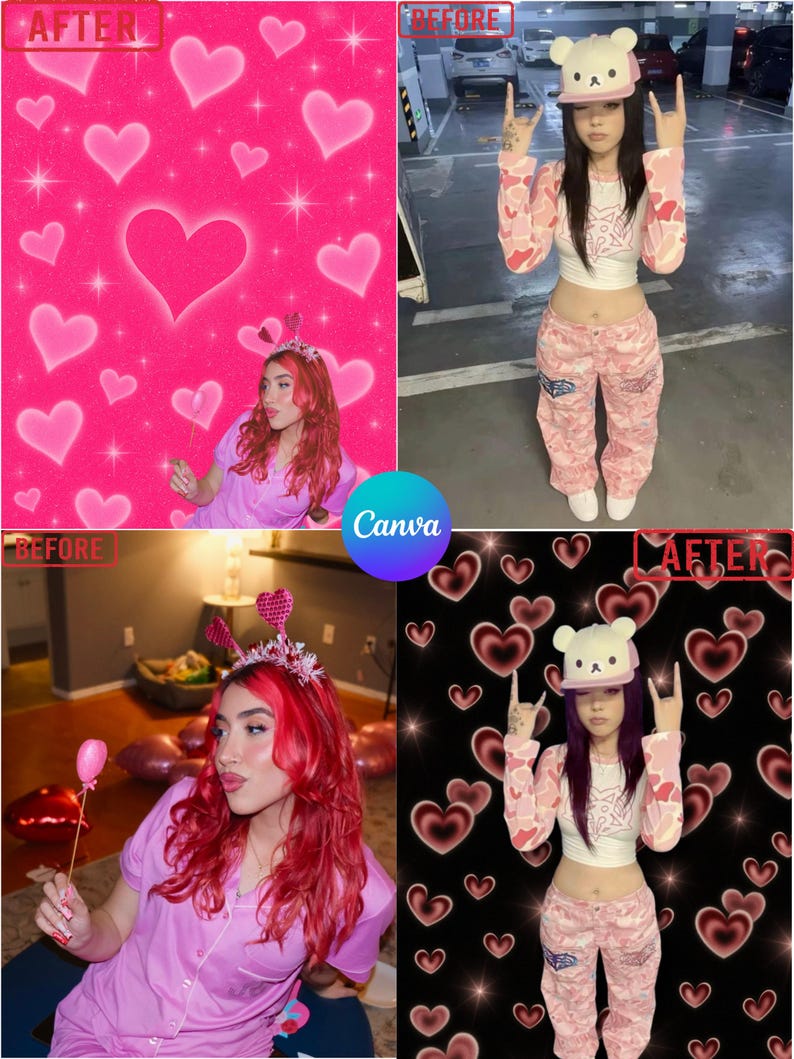 Y2K Digital Backdrop Bundle 20 Heart Seamless Backgrounds Myspace Emo ...