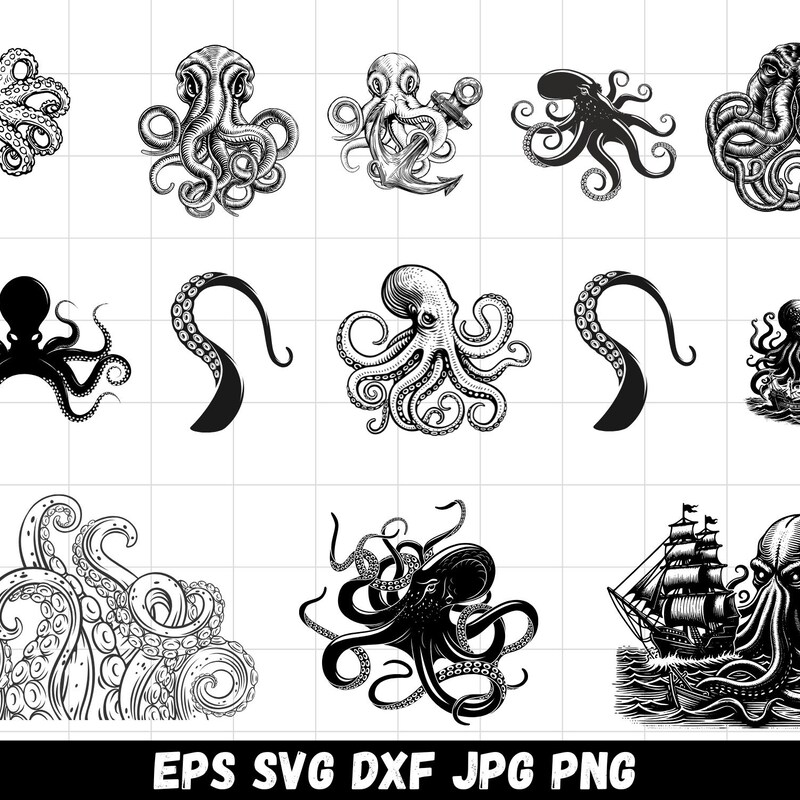 Kraken Svg - Etsy