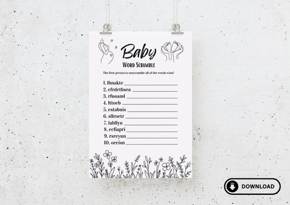 Baby Shower Word Scramble Worksheets With Answers Word Scramble Game