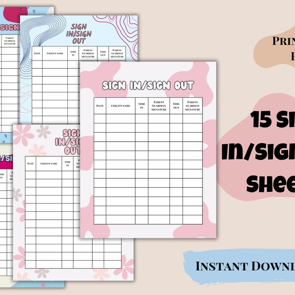 Sign Out Sheet - Etsy