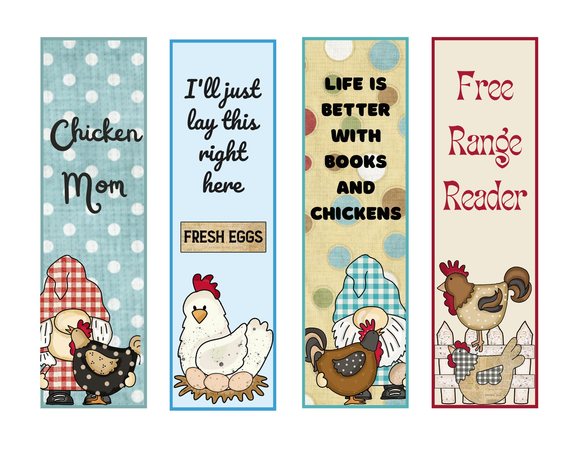 Printable Chicken Bookmarks Digital Download Mama Hen Sayings Gnomes ...