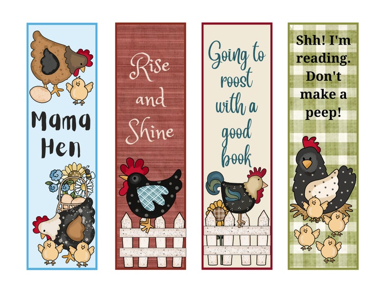 Printable Chicken Bookmarks Digital Download Mama Hen Sayings Gnomes ...