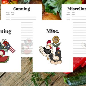 Printable Recipe Pages Chickens Downloadable Digital Recipe Book Chef ...