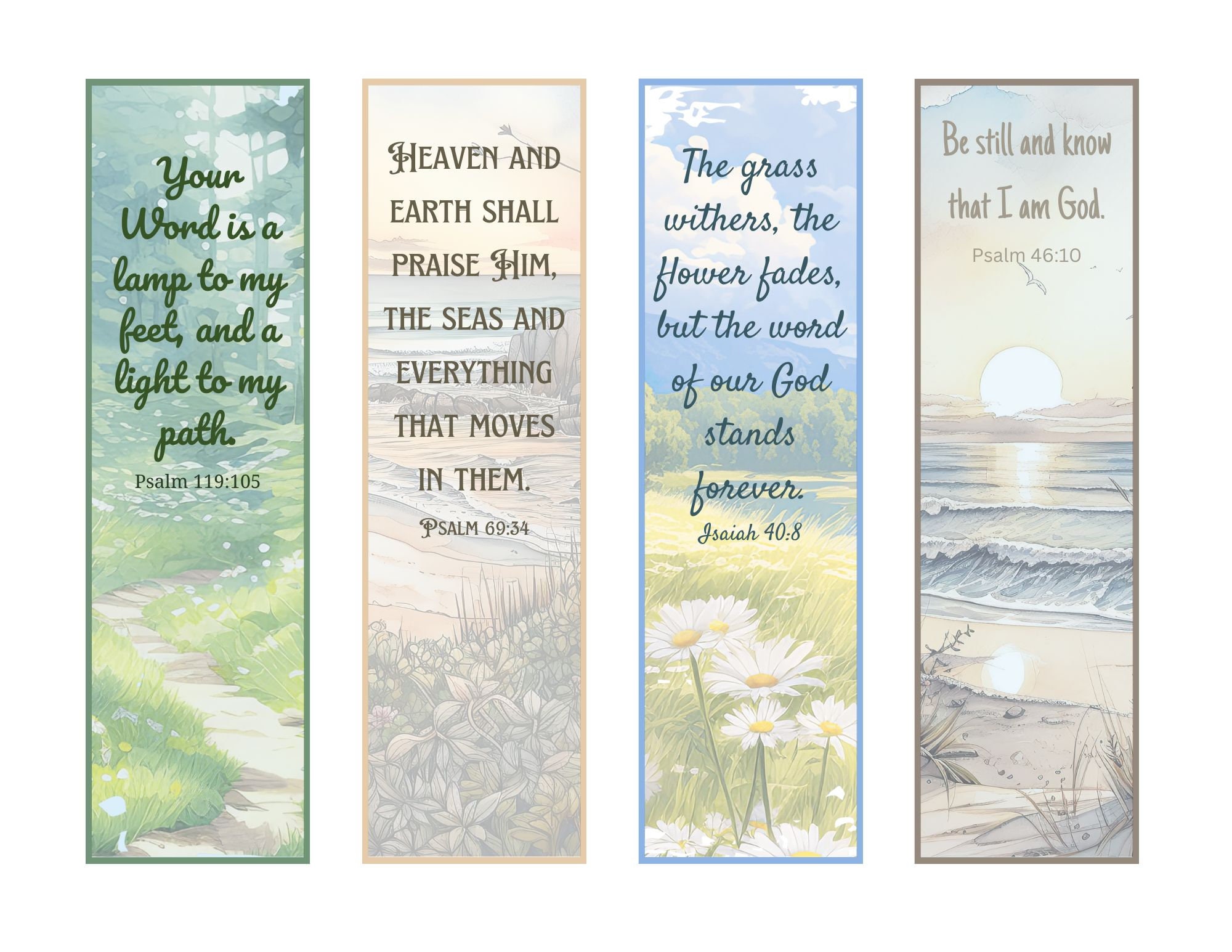 Printable Bible Verse Bookmarks Digital Download Christian Scripture ...