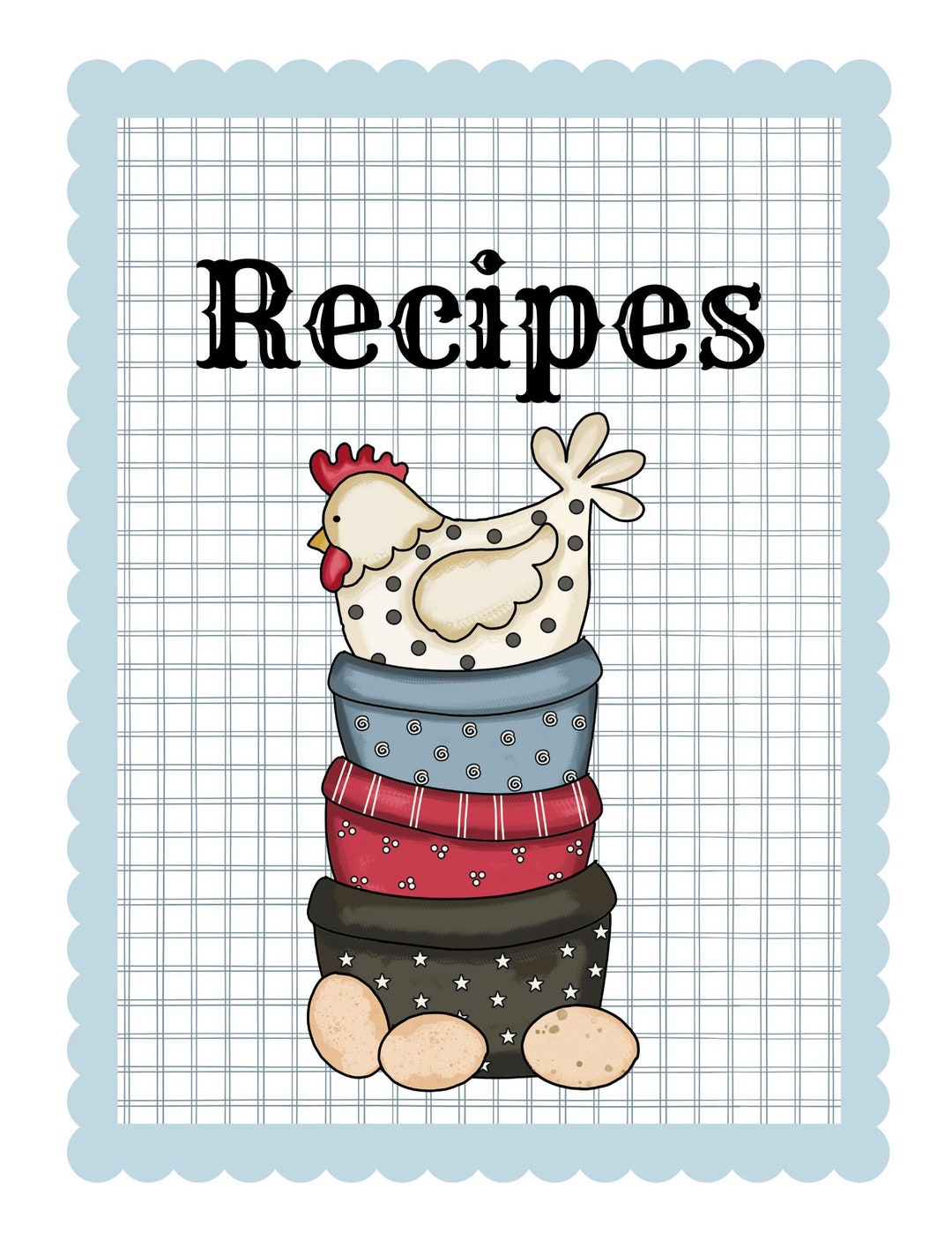 Printable Recipe Pages Chickens Downloadable Digital Recipe Book Chef ...