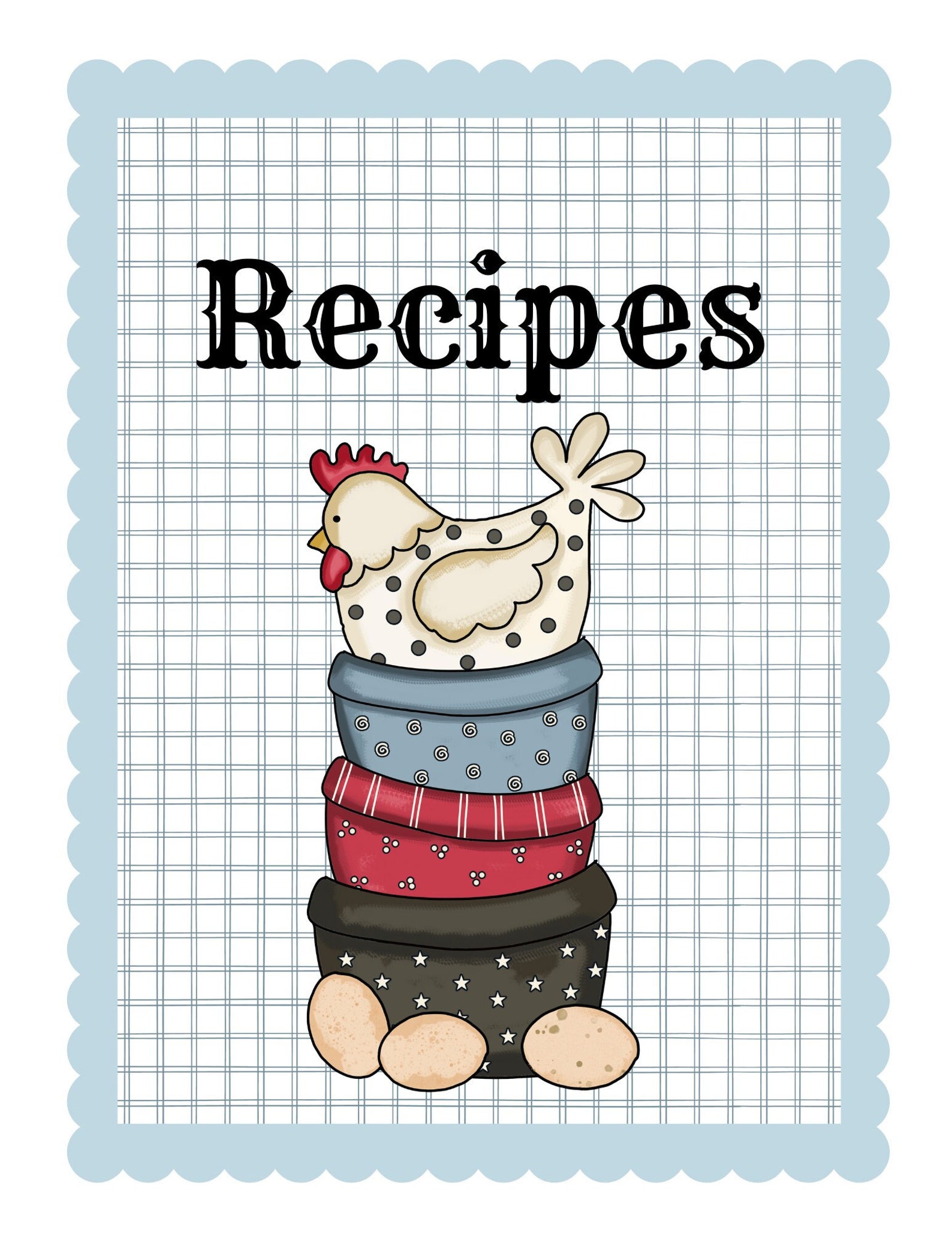 Chicken Recipe Book Printable Pages, Kitchen Chef Gift (digital ...
