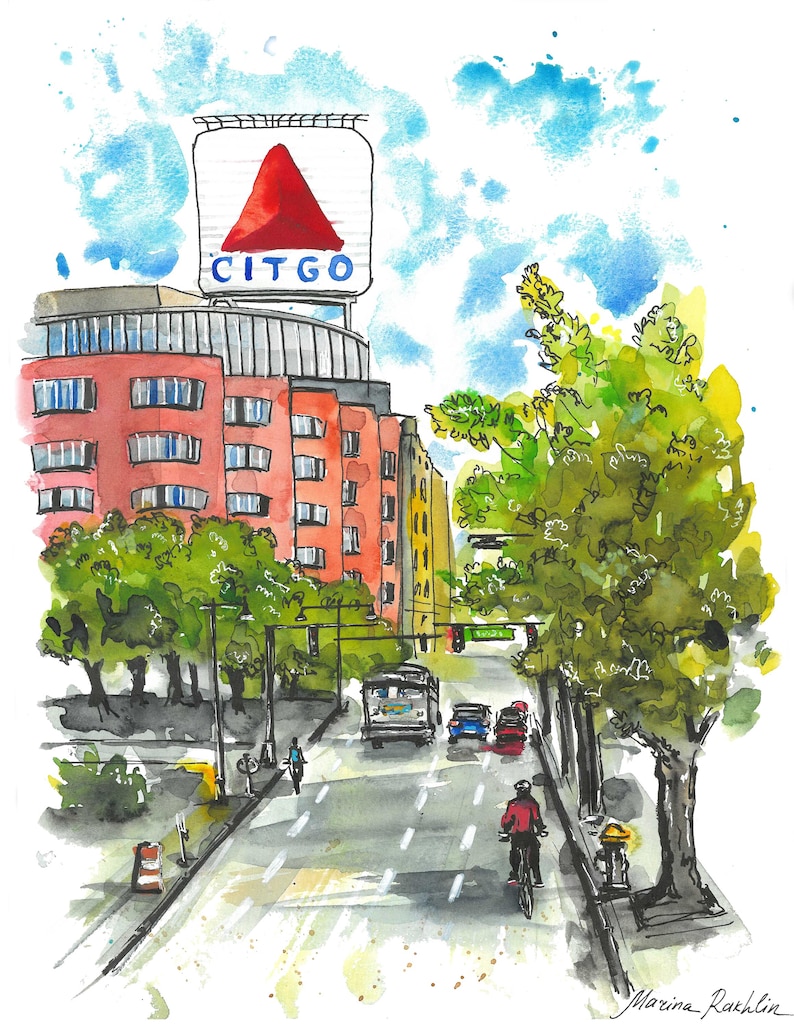 CITGO Sign Fenway - Boston Landmark Watercolor Art Print - Etsy