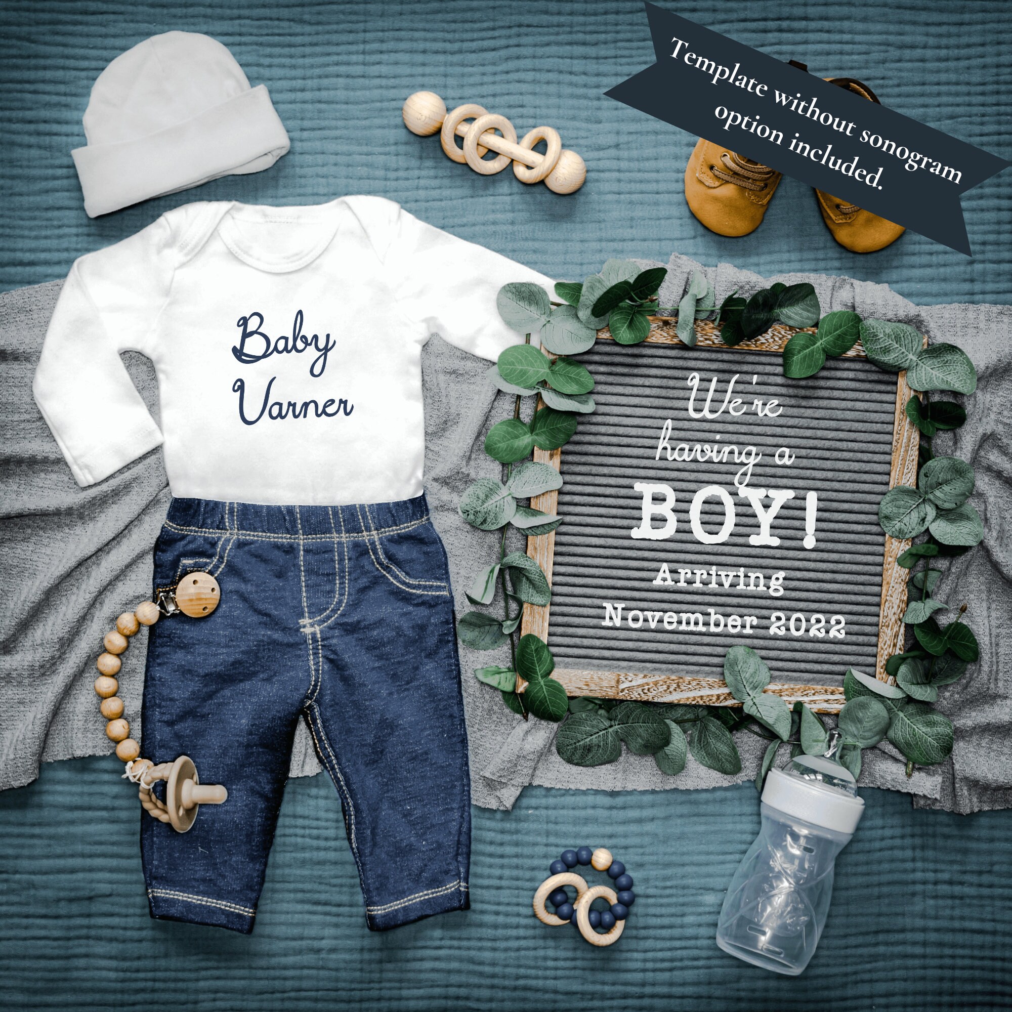 It's A Boy Digital Pregnancy Announcement Customizable Image Boy Gender ...