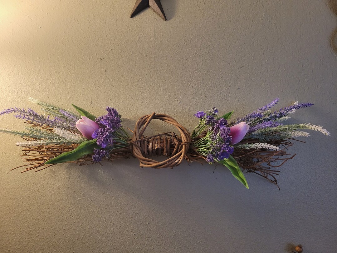 Spring Time Grapevine Swag Embellished With Purple Wild Flowers, Purple ...