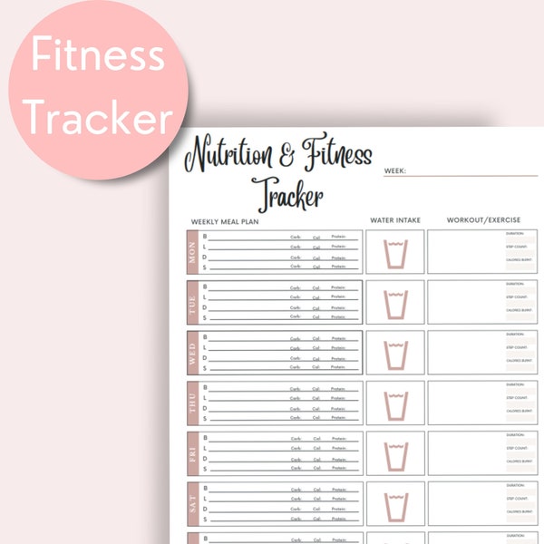 Nutrition and Exercise Tracker - Etsy