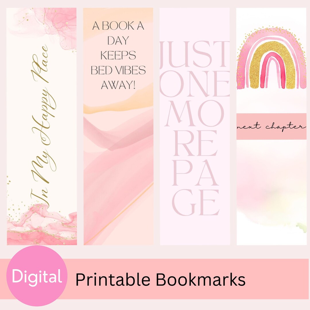 Set of 12 Stunning Pink Digital Bookmarks Printable PDF - Etsy