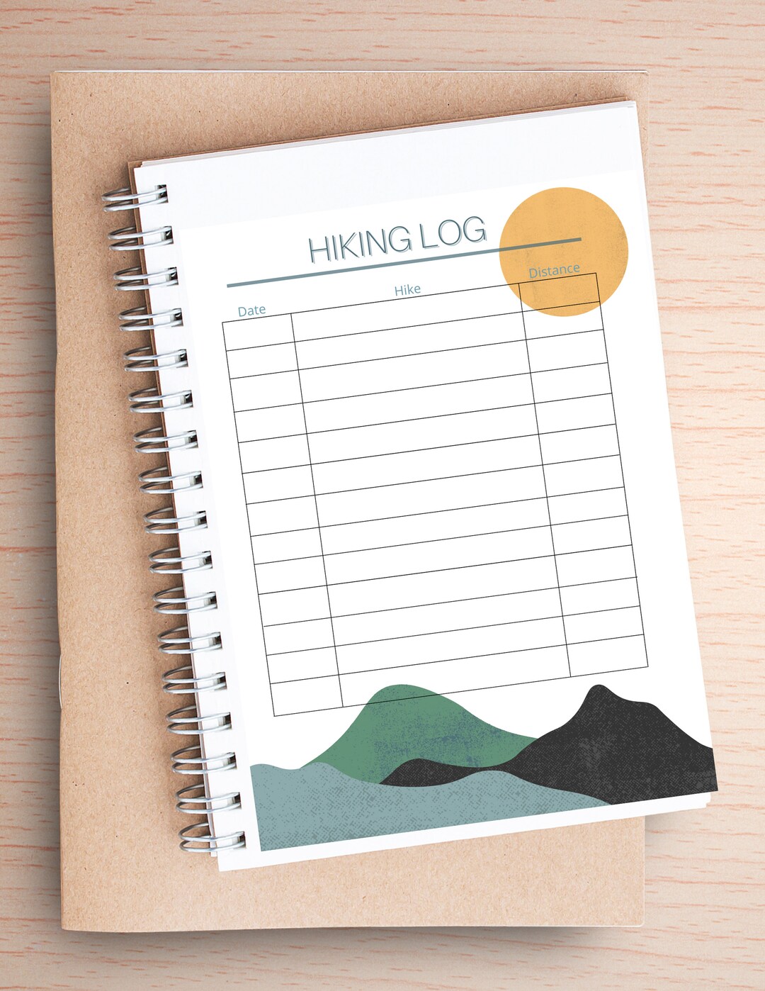 Hiking Log With Lines - Hiking Journal Page- Hike Tracker - Etsy