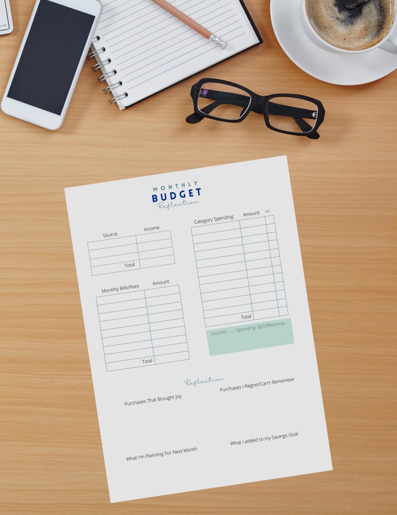 Budget Tracker- Monthly and Weekly Reflection Pages- Journal Pages ...