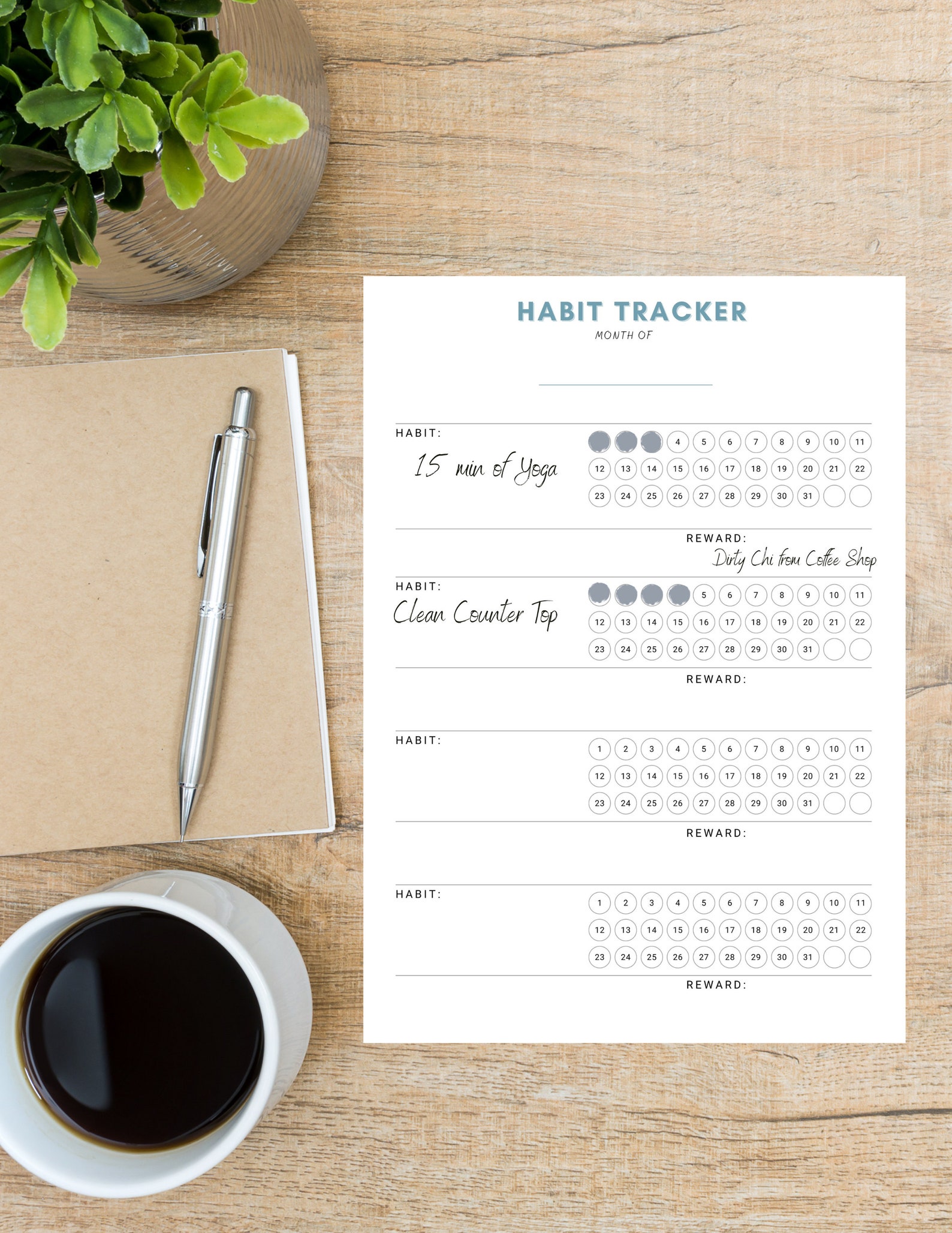 Monthly Habit Tracker L Downloadable Habit Tracker L Monthly Tracker - Etsy