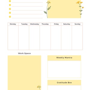 Yellow Floral Weekly and Monthly Planner Pages - Etsy