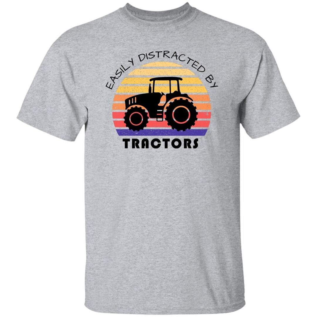 Easily Distracted by Tractors Shirt, Retro Sun Distracted by Tractors ...