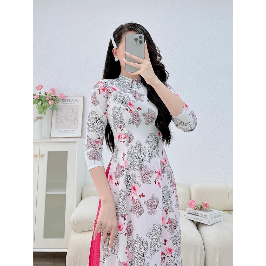 Áo Dài Nữ Truyền Thống đẹp - Áo Dài, áo Dài Truyền Thống Cổ Cao Tay Lỡ áo Dài Lụa Nhật in 6d Nhã ...