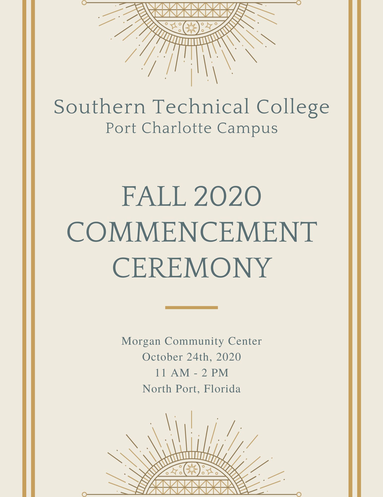 Gold Art Deco Beige Events Program for Graduations Colleges High School ...