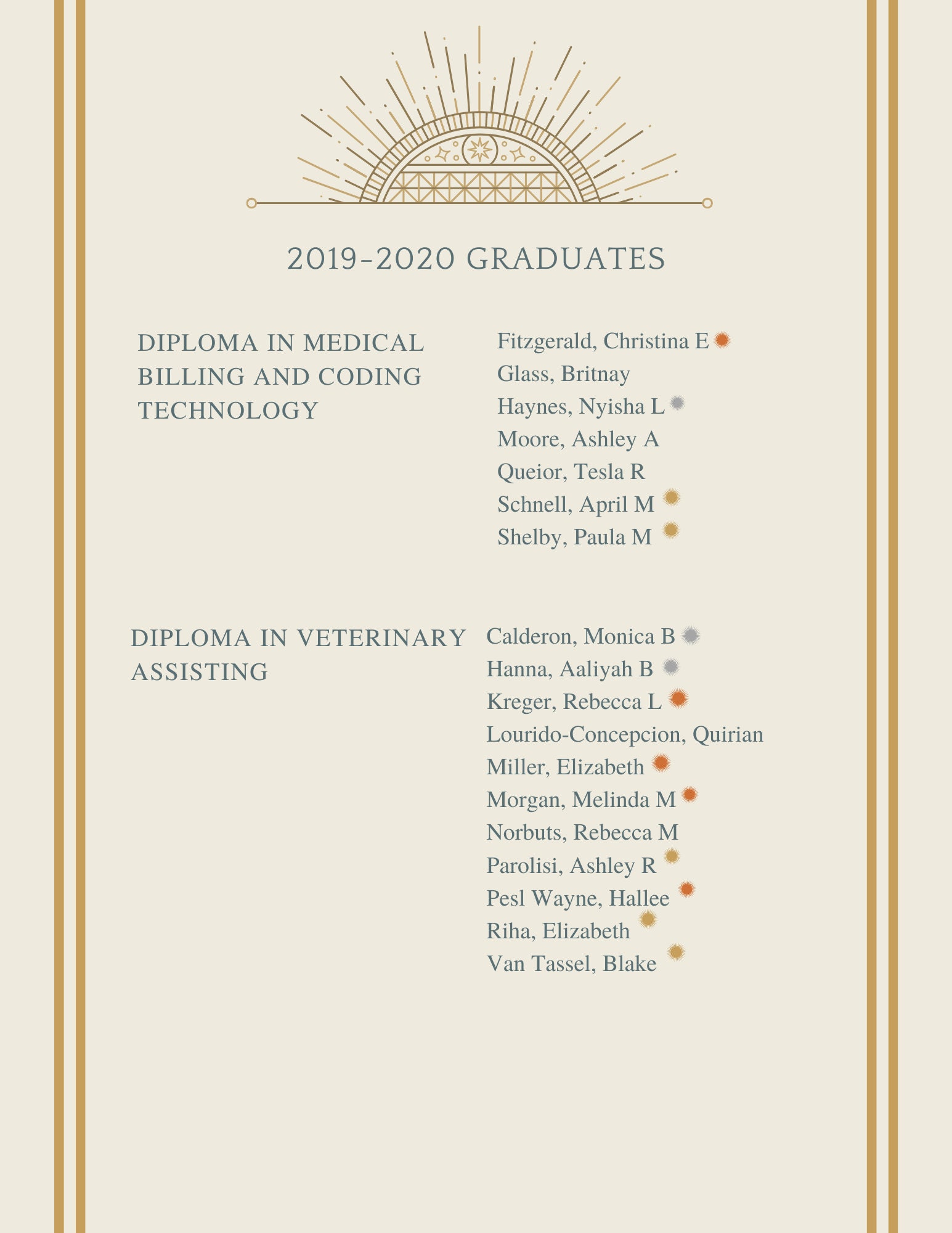 Gold Art Deco Beige Events Program for Graduations Colleges High School ...