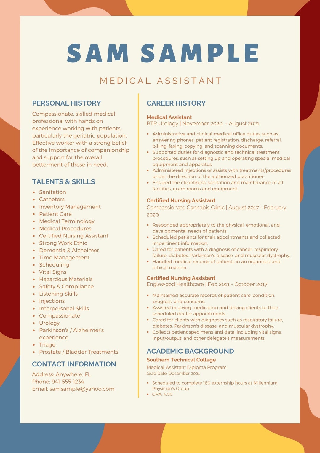 Medical Assistant Resume Template | Entry Level Template Canva ...