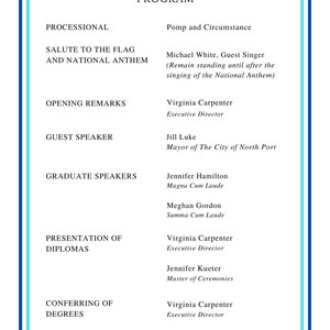 Minimalist Classic Blue White Graduation Program | Colleges | Events ...