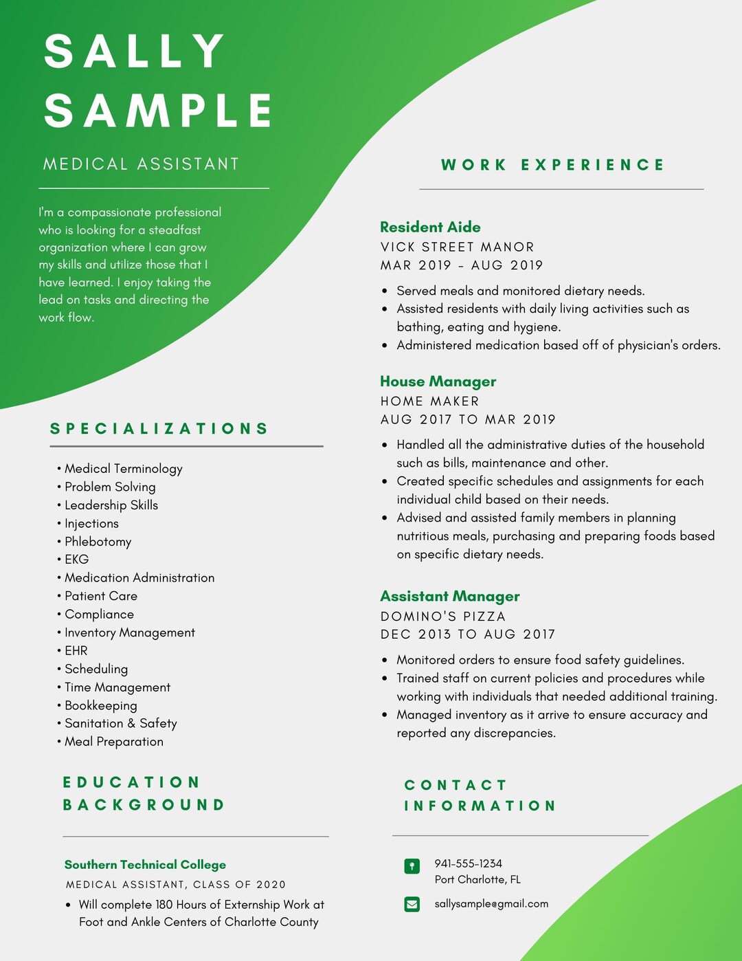 Medical Assistant Resume Template: Professional Ats-friendly Design ...