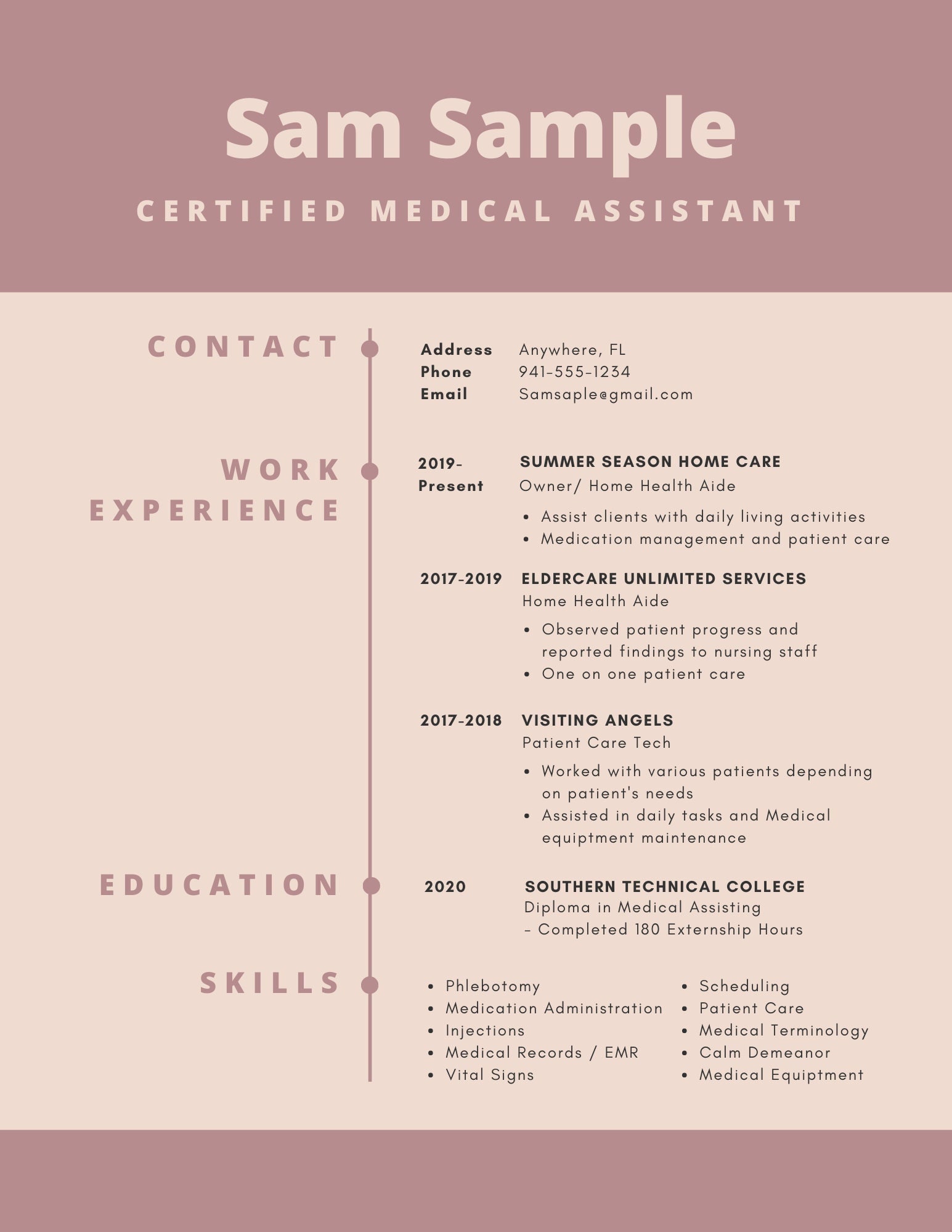 Certified Nursing Assistant Entry Level | Professional Resume | Ats ...