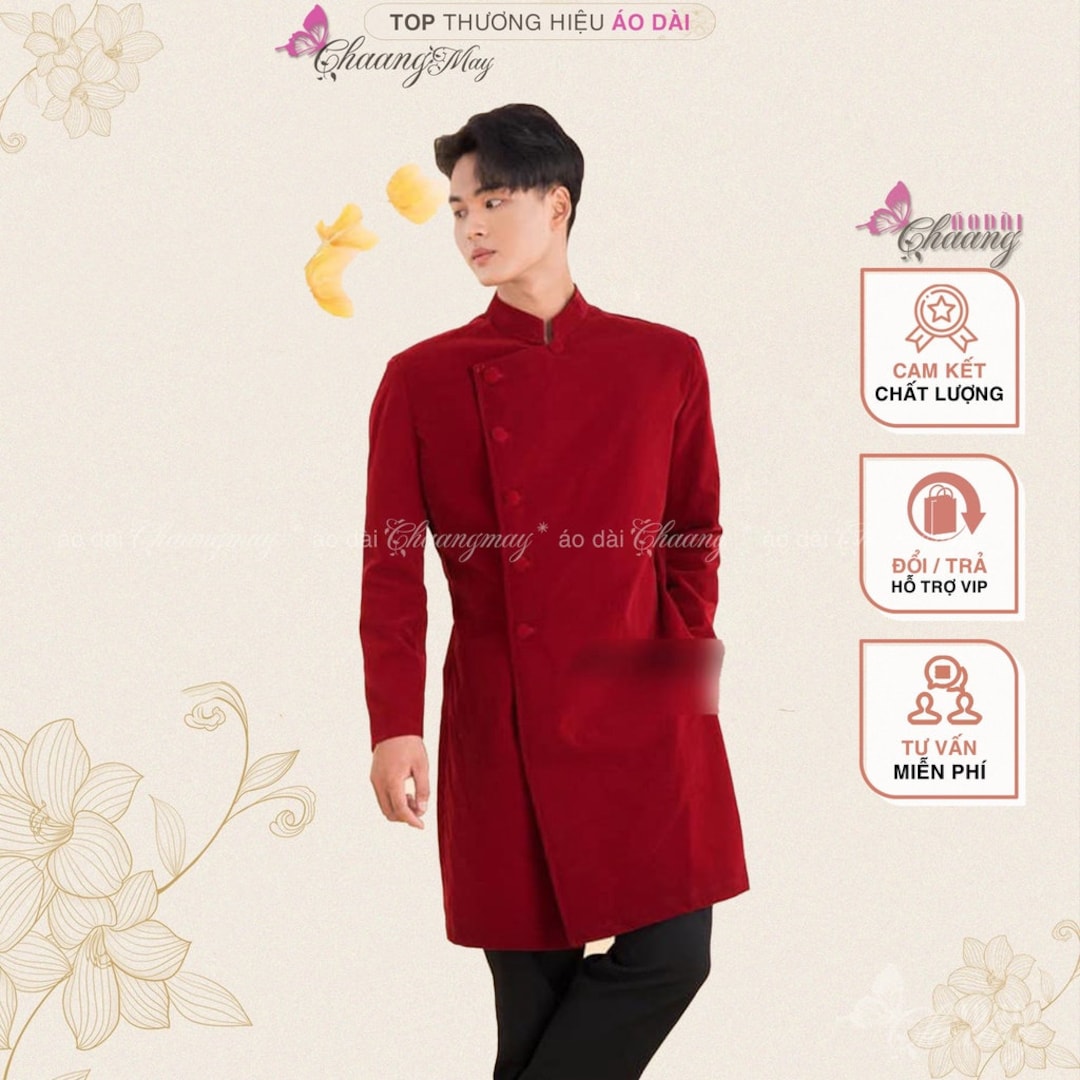 Traditional Men's Modern Velvet Ao Dai-Áo Dài Nhung Cách Tân Nam Truyền ...