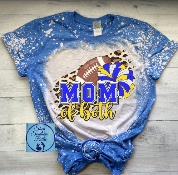 Football Cheer Mom of Both Bleach Shirt Blue Yellow Plus - Etsy