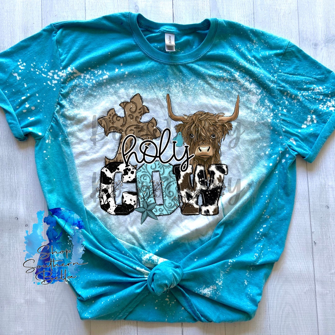 Holy Highland Cow Bleach Shirt, Plus Bleached Tshirt for Women, Cow ...