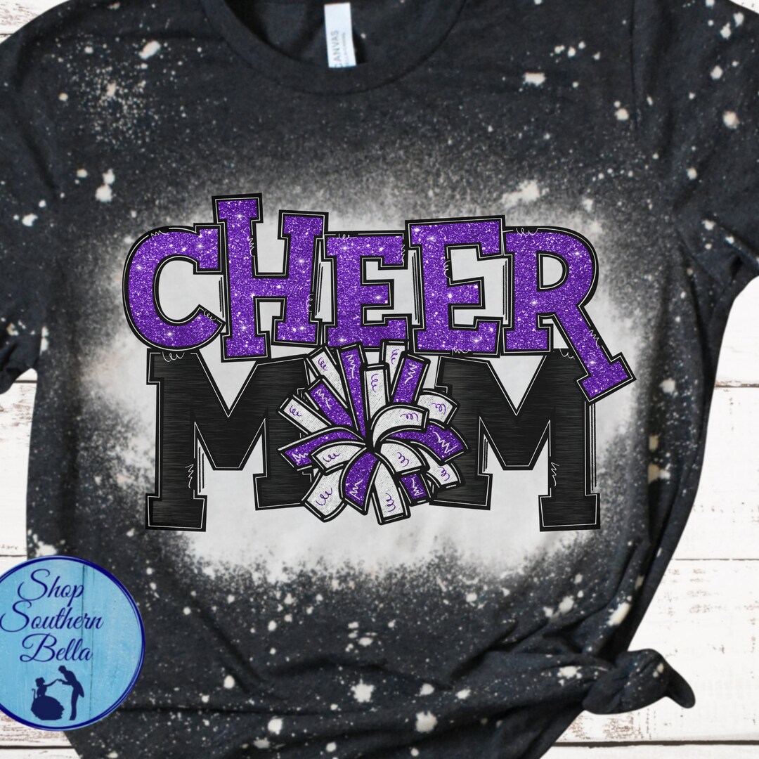 Cheer Mom Black Purple Unisex Bleach Shirt, Cheerleading Mom Tee, Cheer ...