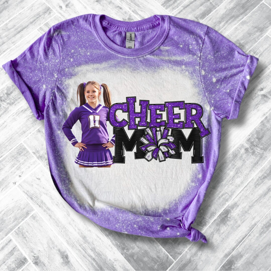 Cheer Mom Personalized Bleach T Shirt for Women, Add Your Own Photo ...