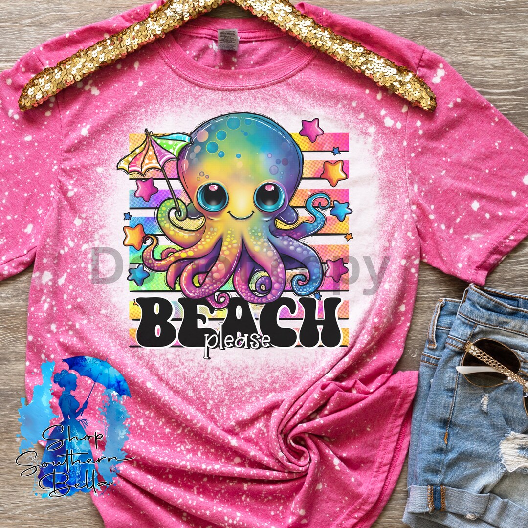Octopus Bright Beach Bleached Shirt for Women, Octopus Bleach Tee Ping ...