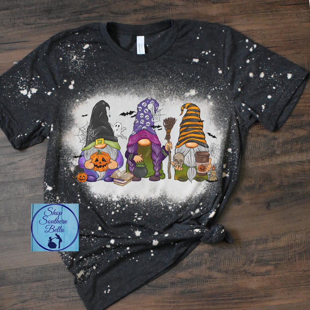 Halloween Gnome Bleach Shirt for Women, Plus Bleached Tshirt for Woman ...