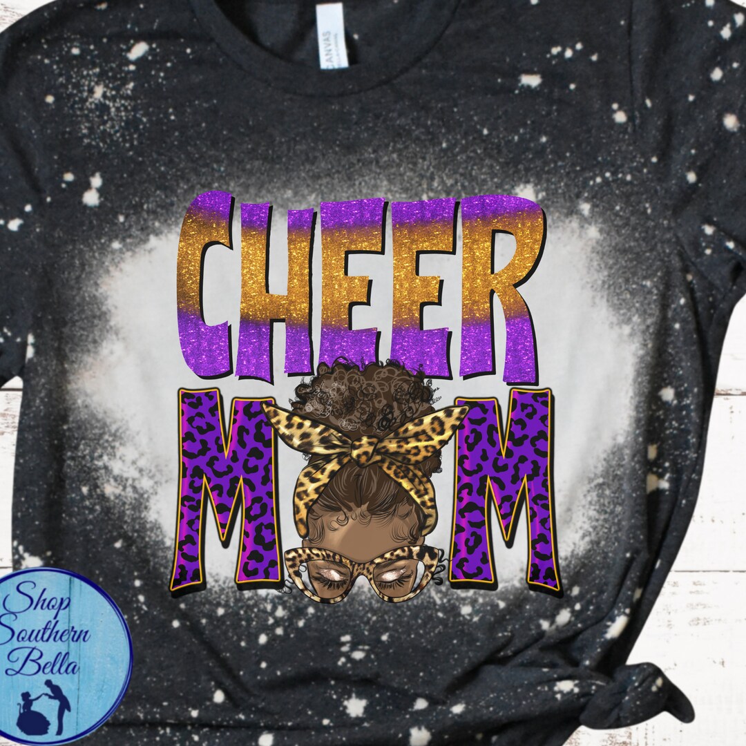 Cheer Mom Purple Gold Unisex Bleach Shirt, Cheerleading Mom Tee, Cheer ...