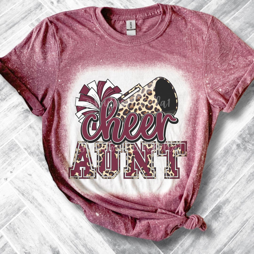 Cheer Aunt Leopard Maroon Unisex Bleach Shirt, Cheerleader Aunt ...