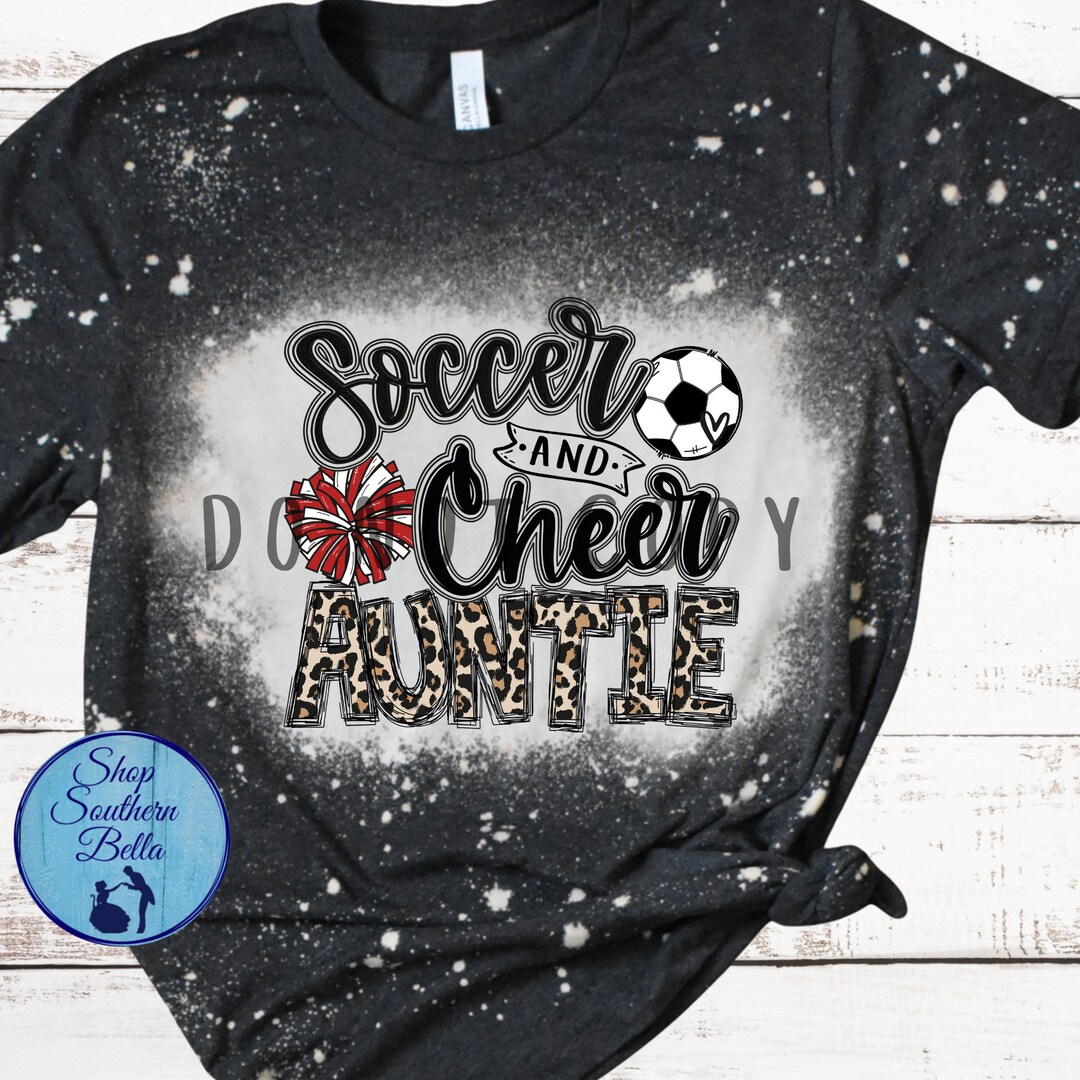 Soccer Cheer Auntie Leopard Red Unisex Bleach Shirt, Cheer and Soccer ...