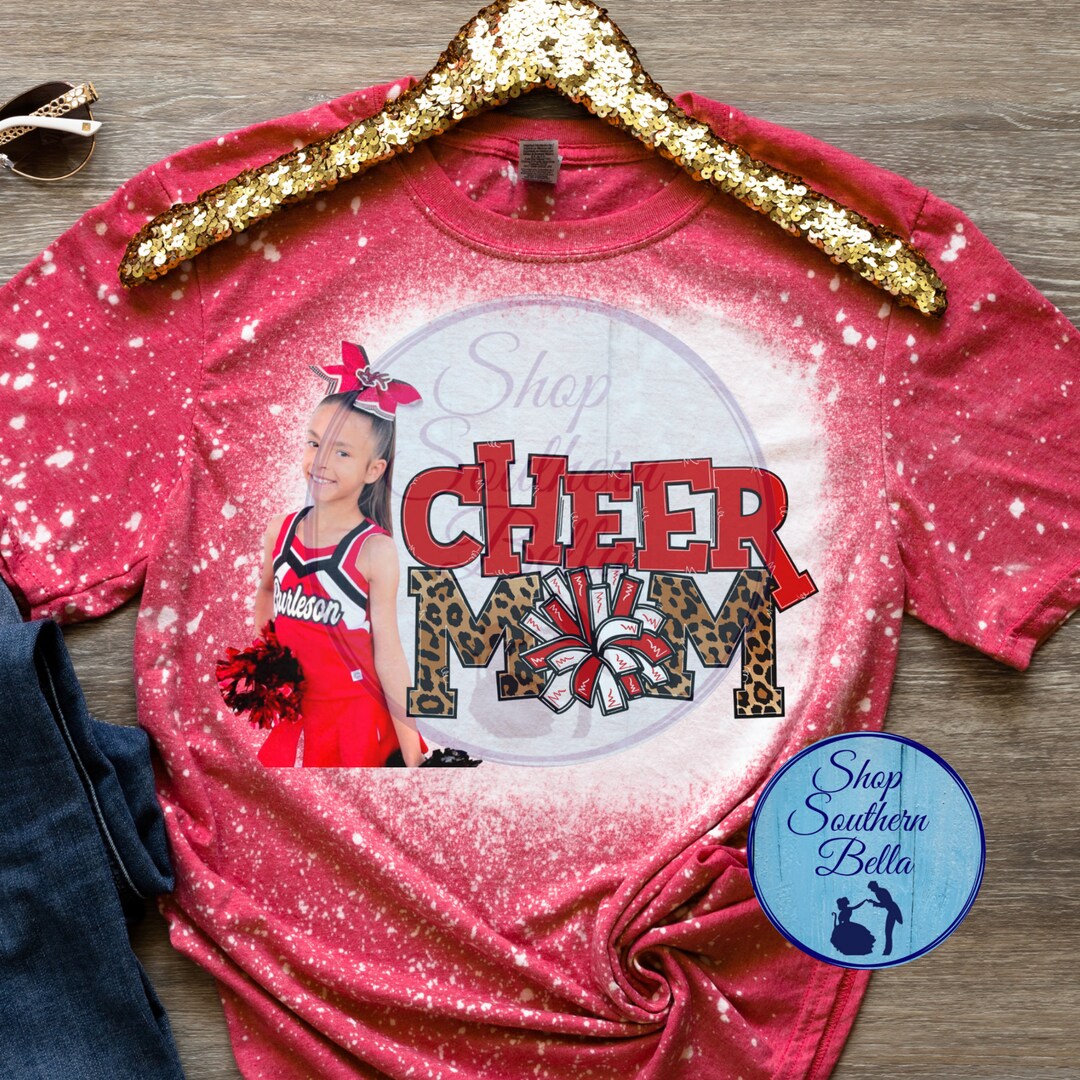 Cheer Mom Personalized Bleach T Shirt for Women, Add Your Own Photo ...