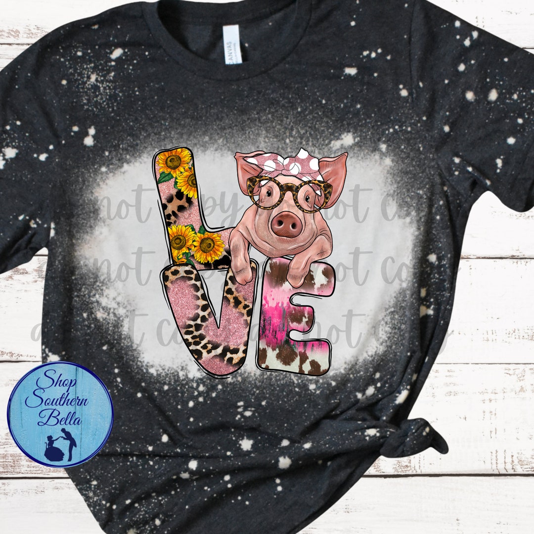 Pig Woman Bleach Shirt, Leopard Cheetah Sunflower Pig Bleached Plus ...