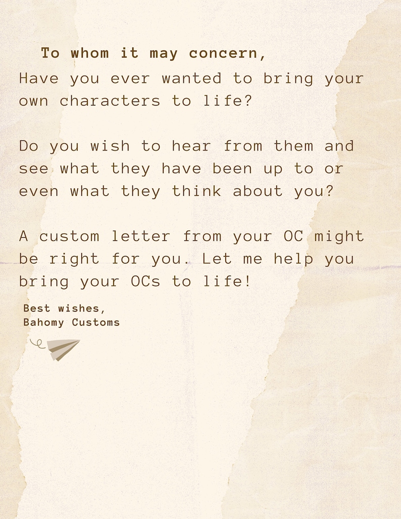 Original Character Custom Letters (get a Letter From Your OC) - Etsy