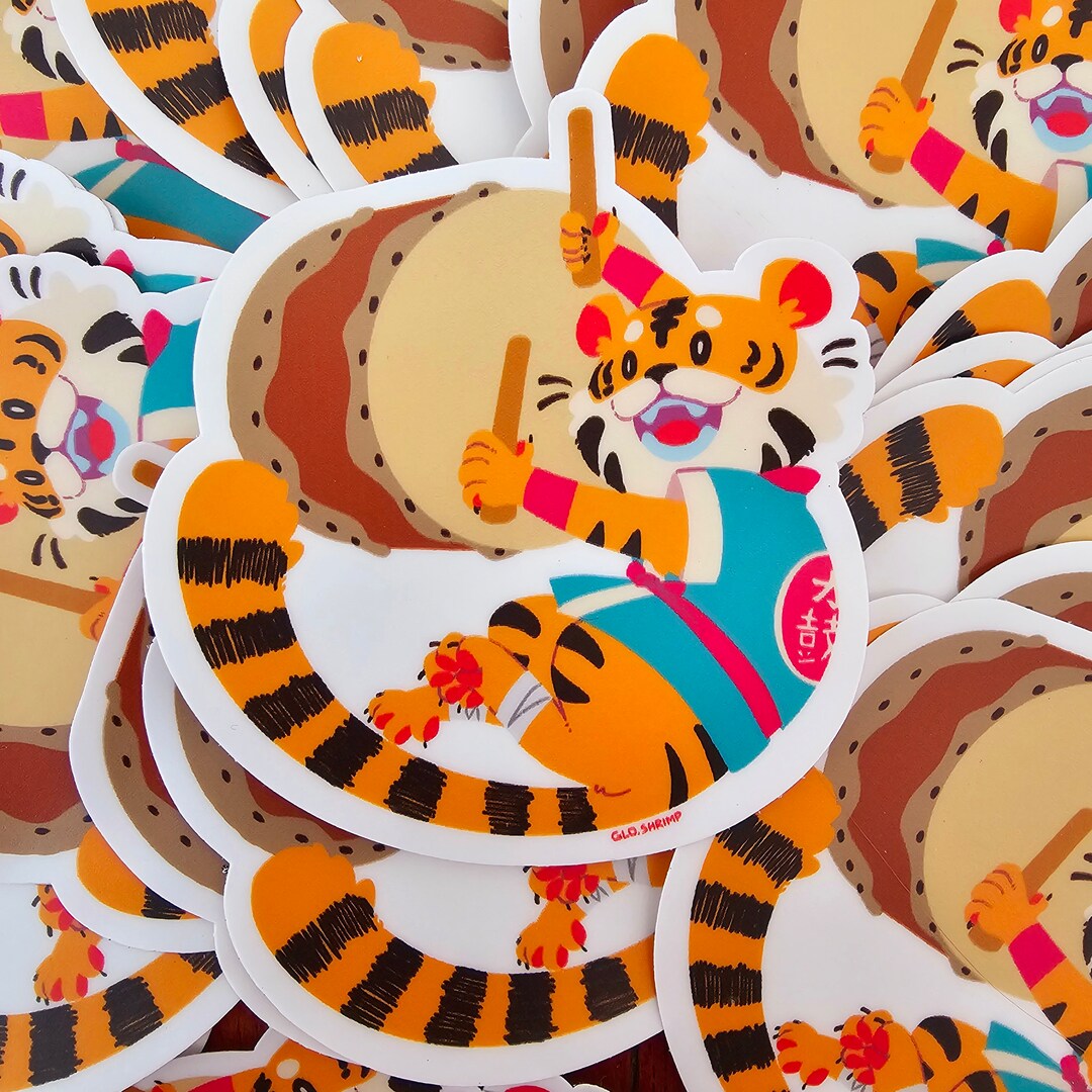Tiger Taiko Vinyl Sticker - Etsy