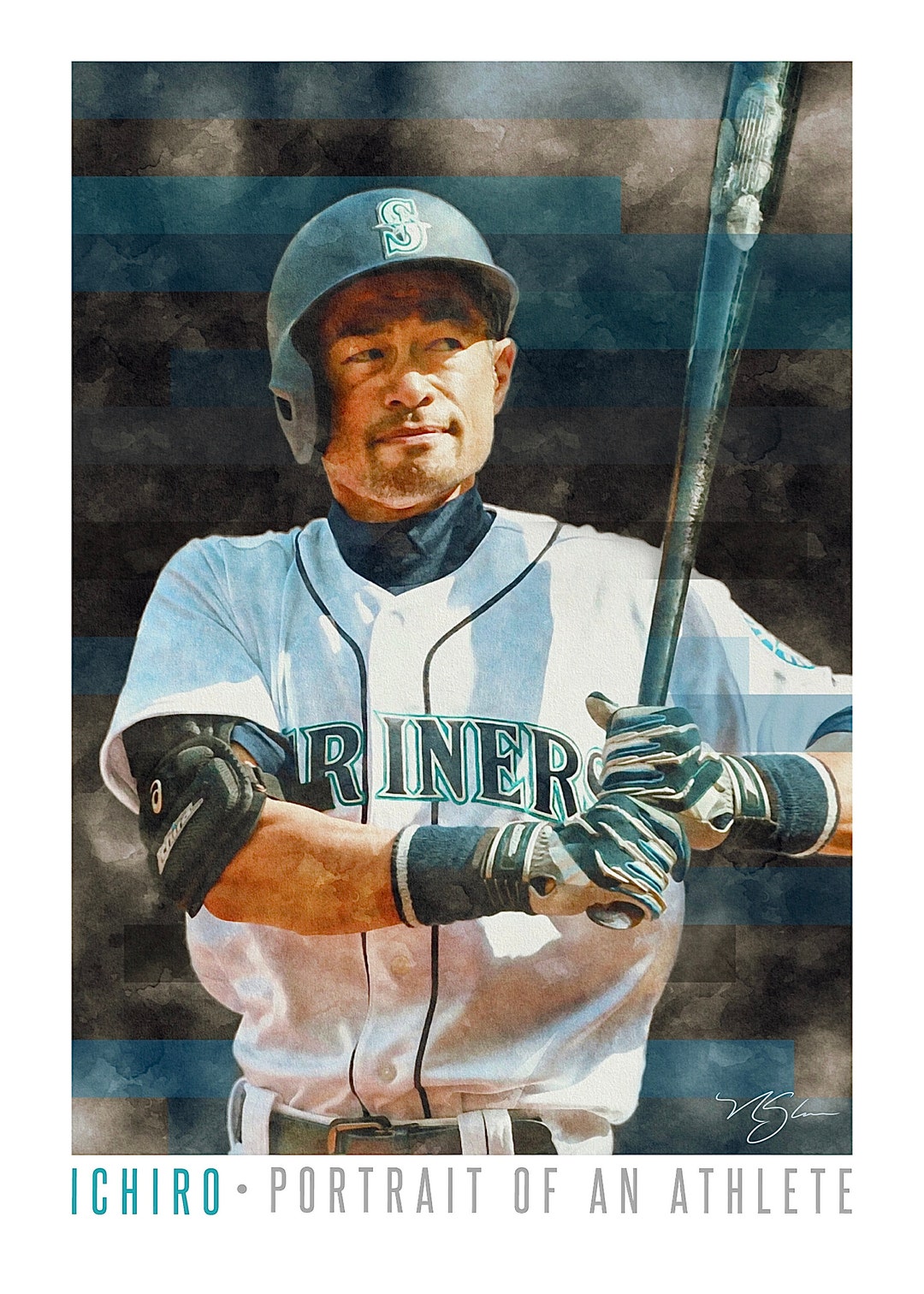 Ichiro Suzuki Digital Art - Custom Painted Baseball Artwork - Portrait ...