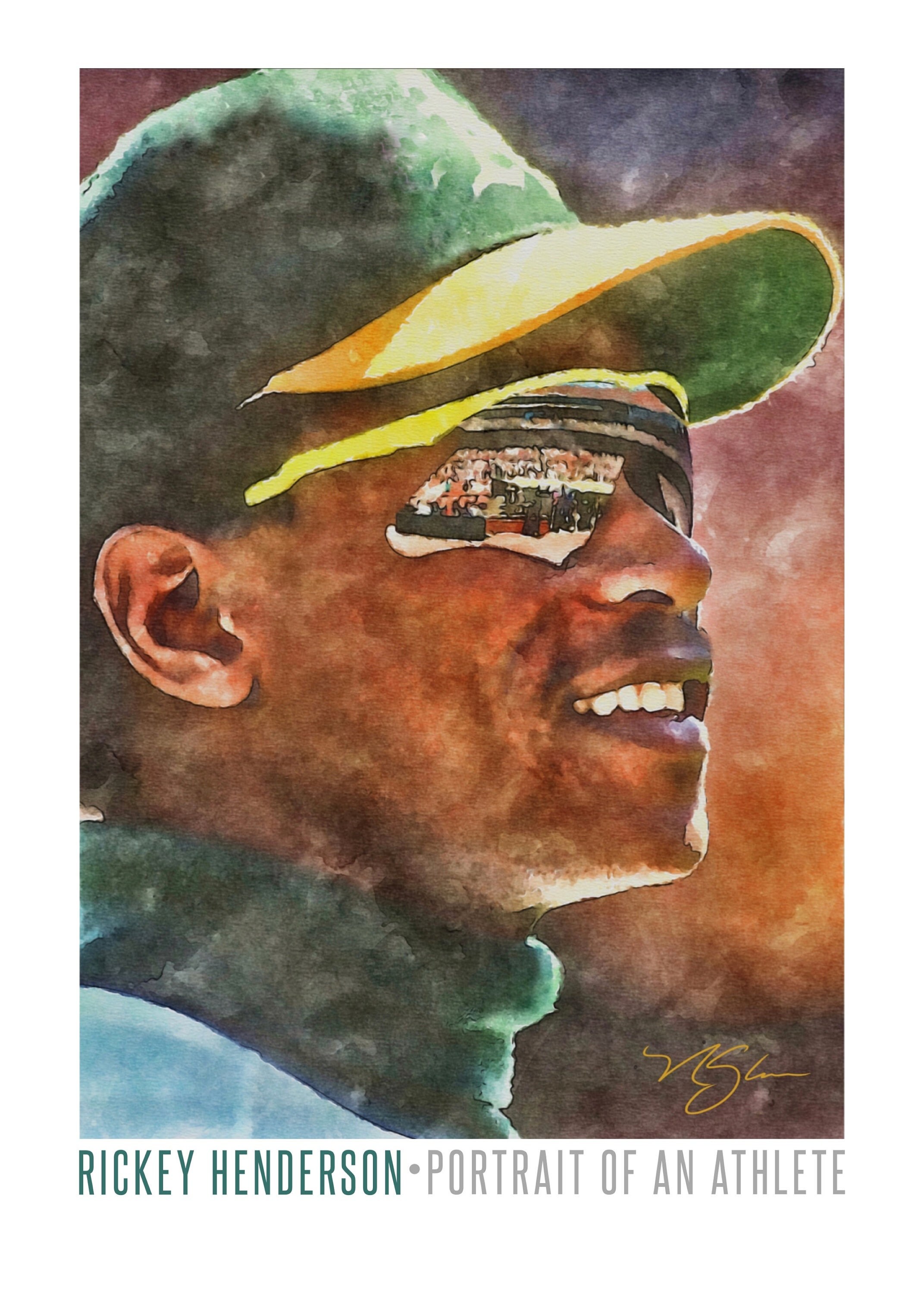 Rickey Henderson Wall Art Custom Painted 11x14 Baseball Art Print Only ...