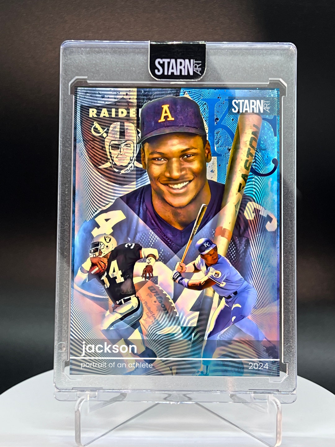 Bo Jackson Baseball Card Art, Portrait of an Athlete Custom Painted ...