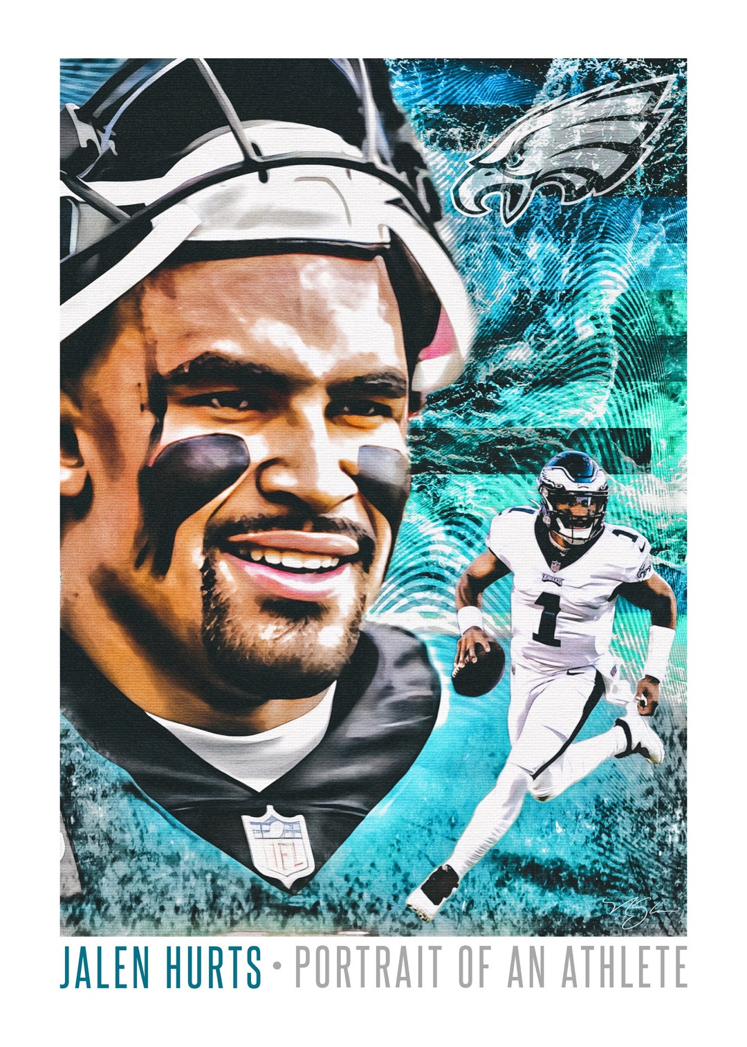 Jalen Hurts Custom Painted 11x14 Football Art Print Only Ten Printed ...