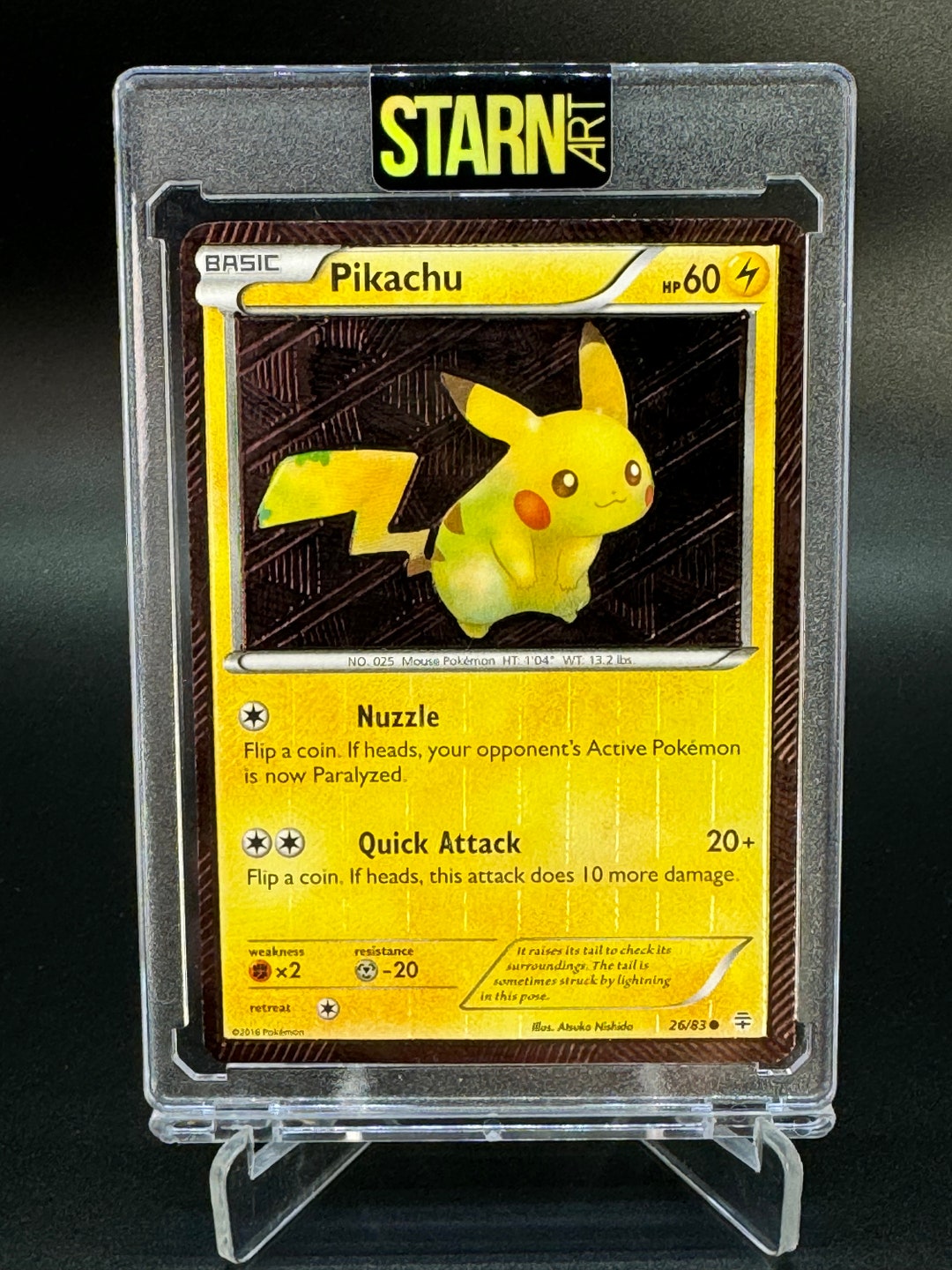 Pikachu Custom Painted and Embossed Pokemon One-of-one (1/1) Card Art ...