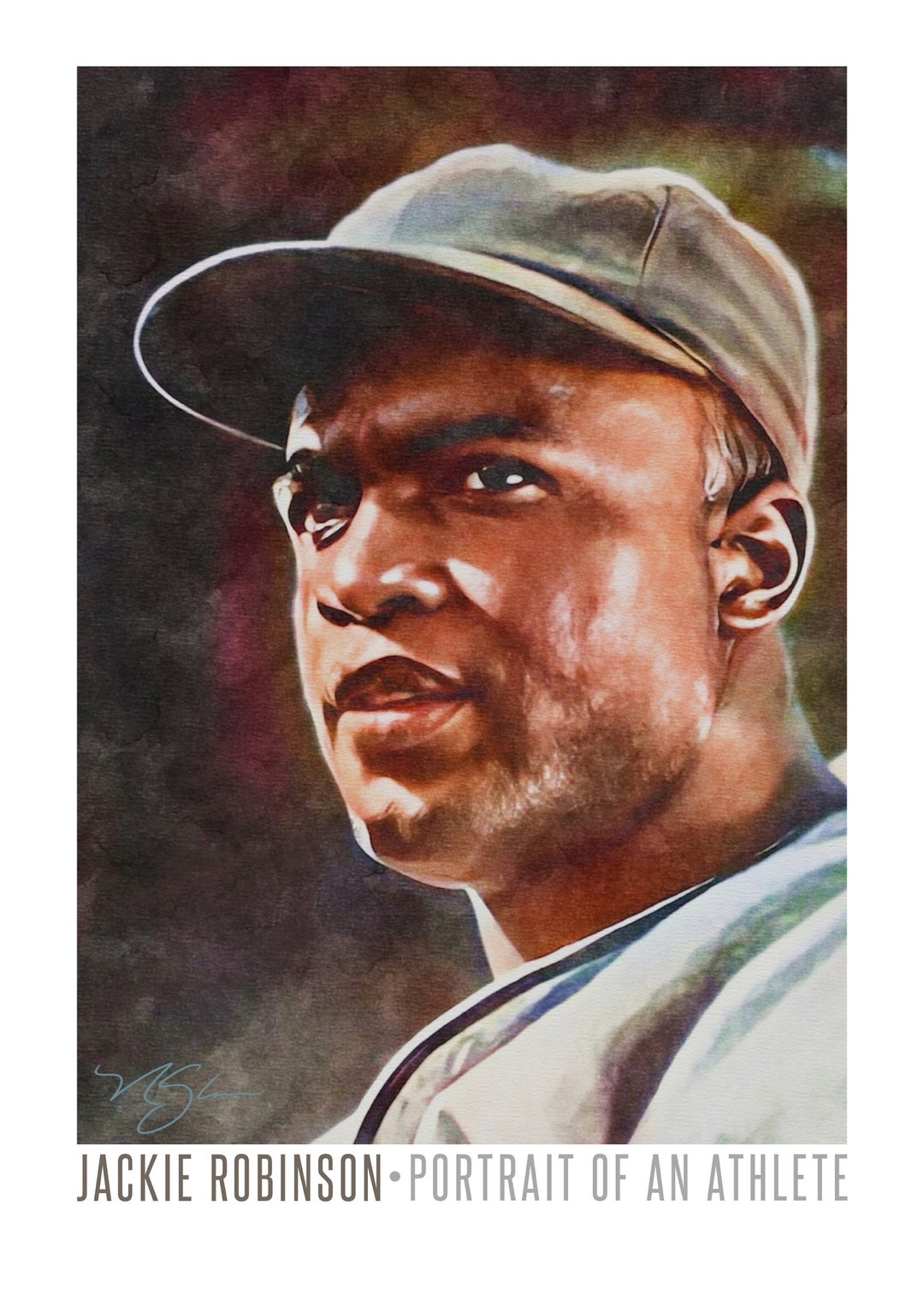 Jackie Robinson Custom Painted 11x14 Baseball Art Print - Only Ten ...