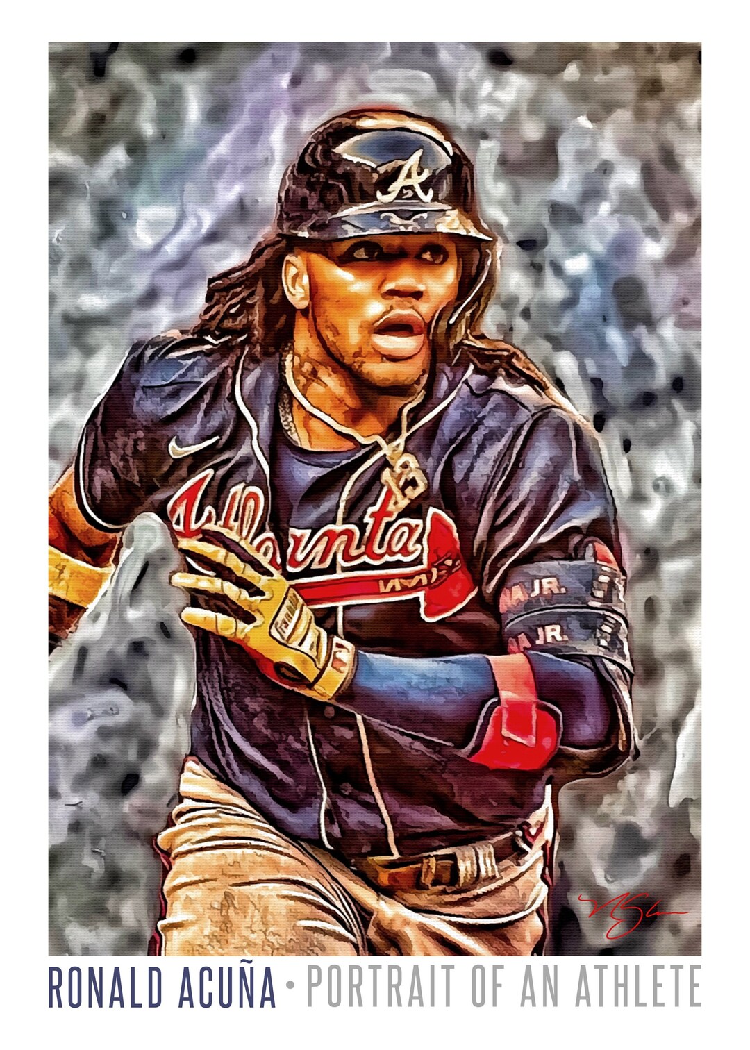 Ronald Acuña Jr. Digital Art - Custom Painted Baseball Artwork ...