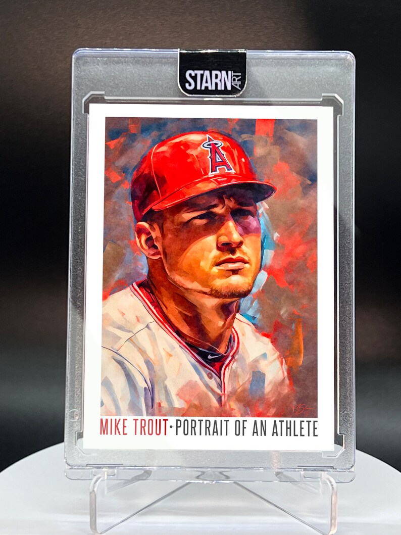 Mike Trout Baseball Art Limited Edition, Custom Painted Card - Print ...